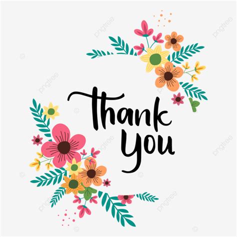 Hank You Script Decorated By Floral Ornaments Thank You Thank You