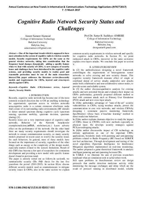 Pdf Cognitive Radio Network Security Status And Challenges