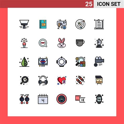 Filled Line Flat Color Pack Of 25 Universal Symbols Of Planets Orbiting