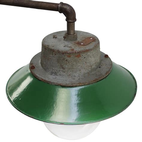 Green Enamel Vintage Industrial Clear Glass Sconces Wall Lights For
