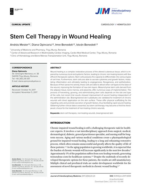 Pdf Stem Cell Therapy In Wound Healing