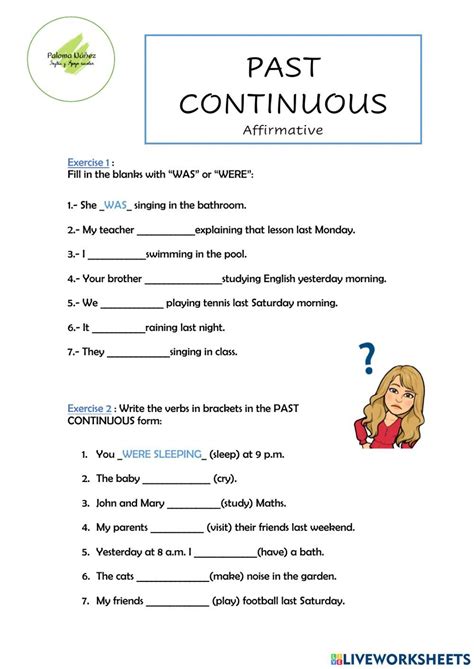Past Continuous 1st Grade Worksheets English Activities Online