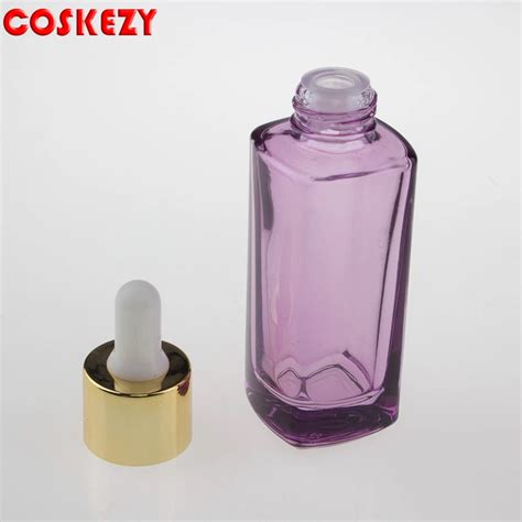 Purple 30ml Fancy Cosmetic Glass Empty Essential Oil Dropper Bottles