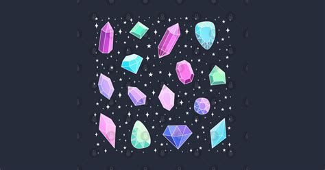 Cute Colorful Crystals And Gems Pattern Crystals Magic T Shirt