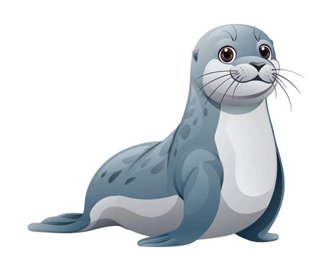 Cute Seal Cartoon Character Vector Illustration Isolated On White