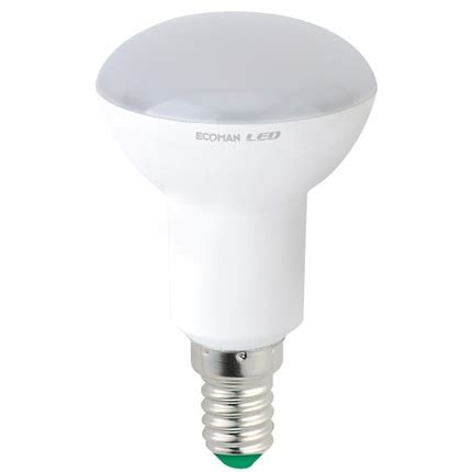 Lampadina LED Spot R50 E14 6W Luce Calda 3000K ECOMAN Vetro Ghiaccio