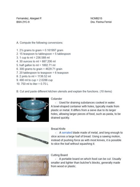 Fernandez Course Task Lab 1 Pdf Sushi Hamburgers