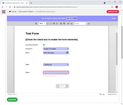 DocumentViewer Pre Release Forms With Conditional Instructions Support