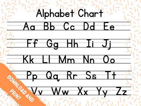 Printable ABC Chart Alphabet Chart Handwriting Chart Homebabe Resource Educational Instant