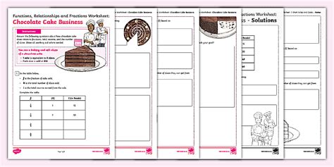 Functions Relationships And Fractions Worksheet Chocolate Cake Business