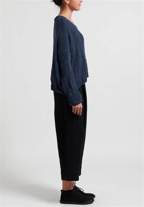 Umit Unal Cotton Hand Knit Sweater In Navy Santa Fe Dry Goods