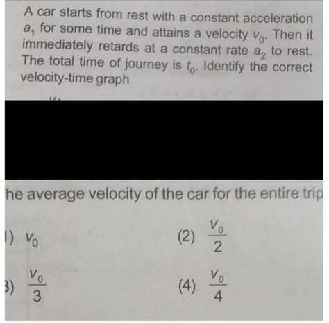 A Car Starts From Rest With A Constant Acceleration A1 For Some Time And