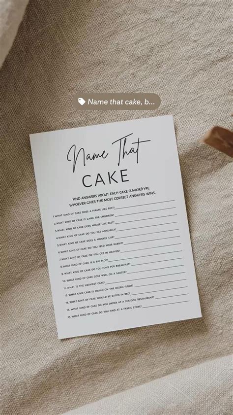 Name That Cake Bridal Shower Game