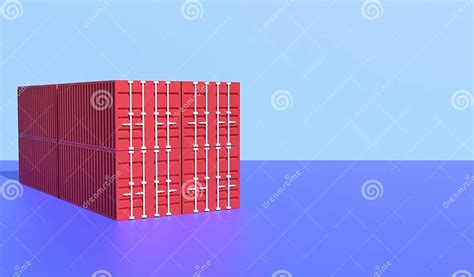 3d Rendering Red Container Stack On Blue Background Stock Illustration