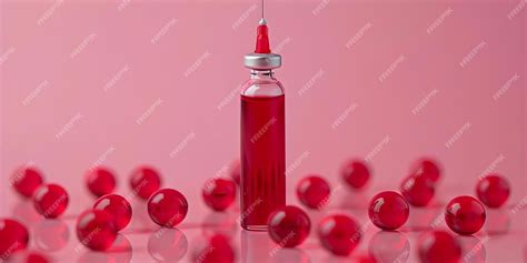 Premium Photo Red Liquid Vitamin B12 Shot For Medical Treatment With