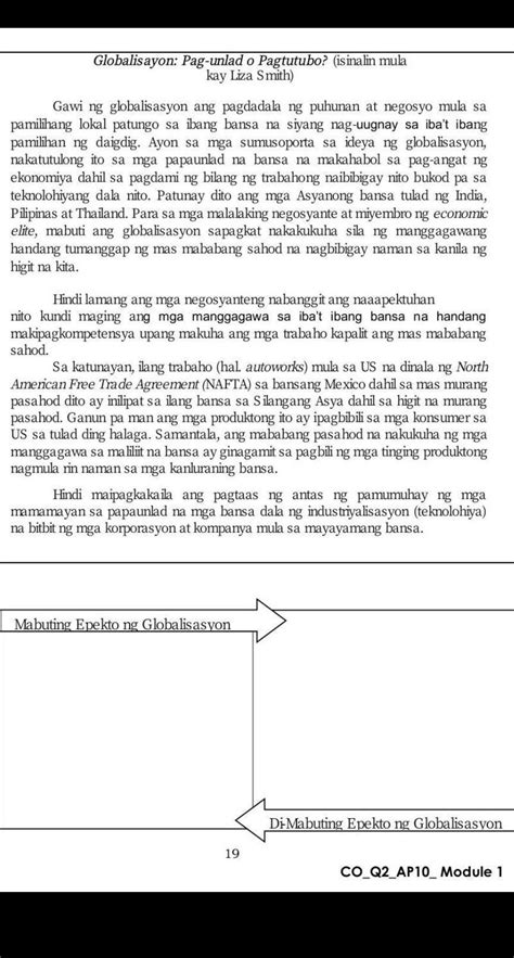Panuto Basahin At Suriin Ang Artikulo Tungkol Sa Epekto Ng