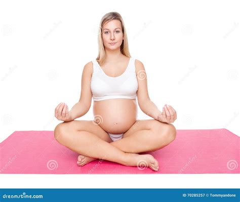 Workout And Meditation During Pregnancy Stock Image Image Of Awaiting