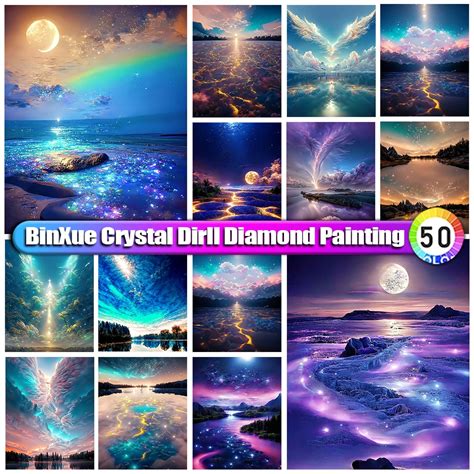 Binxue 새로운 풍경 바다 달 크리스탈 다이아몬드 그림 날개 구름 크로스 스티치 크리크 수제 Diy 모자이크 홈 장식 선물
