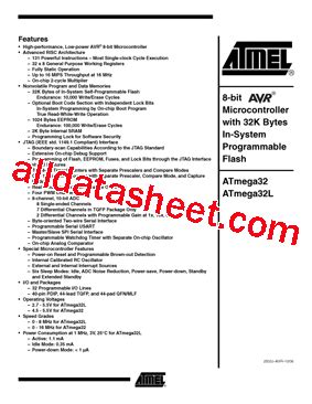 ATMEGA32 16PU Datasheet PDF ATMEL Corporation