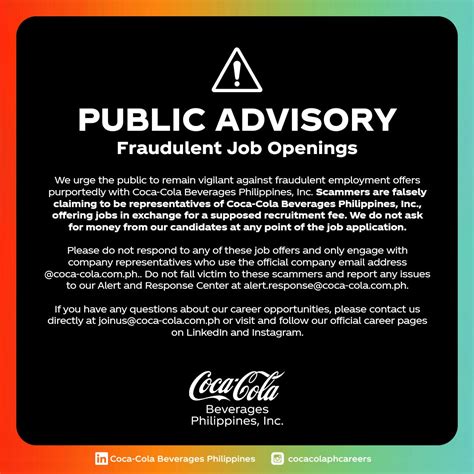 Coca Cola Beverages Philippines On Linkedin We Urge The Public To