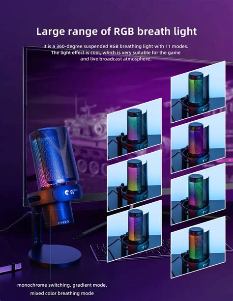 게임 및 스트리밍용 Rgb Usb 마이크 팝 필터 쇼크 마운트 및 이득 제어 노트북 Gm7에 적합 고품질 Temu