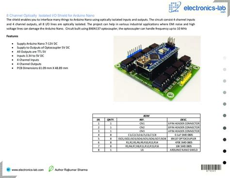 Channel Optically Isolated IO Shield For Arduino Nano Electronics Lab