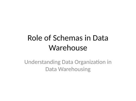 Multidimensional Schema Of Data Warehouse Pptx