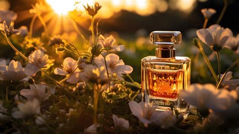 Premium AI Image | Perfume bottle on green moss in forest Luxury fragrance
