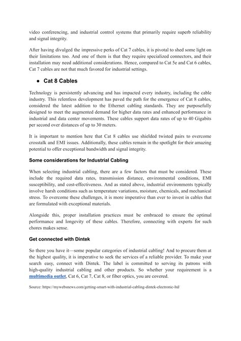 Ppt Getting Smart With Industrial Cabling Dintek Electronic Ltd Powerpoint Presentation Id