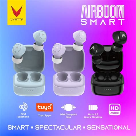 Jual VYATTA Airboom SMART TWS Bass Bluetooth Headset Earphone Custom EQ HD Hitam Kab