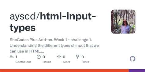 GitHub Ayscd Html Input Types Basic Plus Add On Week Challenge Understanding The