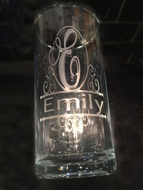 Hand Etched Personalised Drinking Glass Name And Initial Etsy
