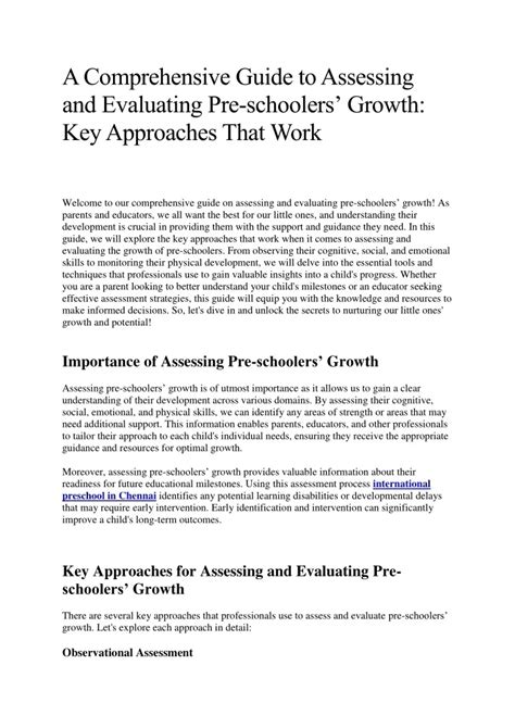 Ppt A Comprehensive Guide To Assessing And Evaluating Pre Schoolers