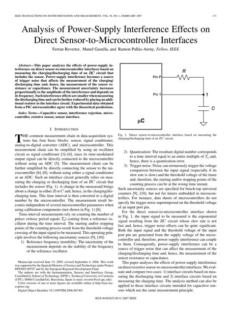 PDF Analysis Of Power Supply Interference Effects On Direct Sensor To Microcontroller Interfaces
