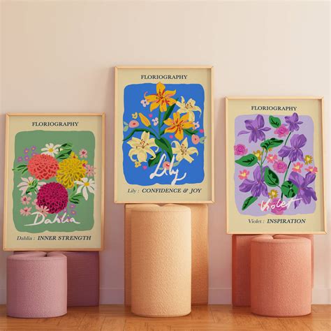 Illustrated Violet Flower Print By Tulastra Studio