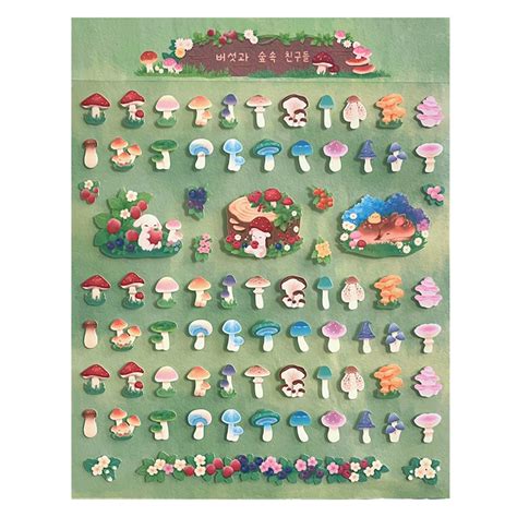 딸기의 마음 버섯과 숲속 친구들 스티커 Paperuler