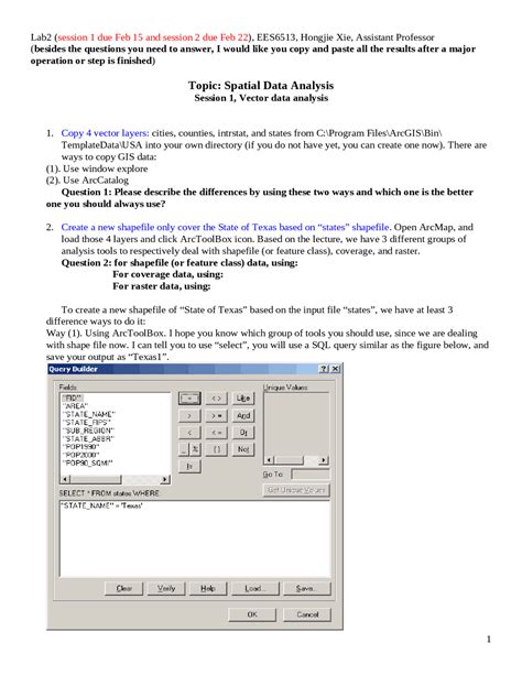 Laboratory 2 Spatial Data Analysis Ees 6513 Docsity