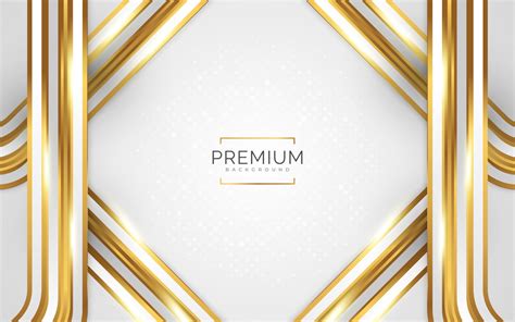 Luxury White And Gold Background With Golden Lines And Paper Cut Style