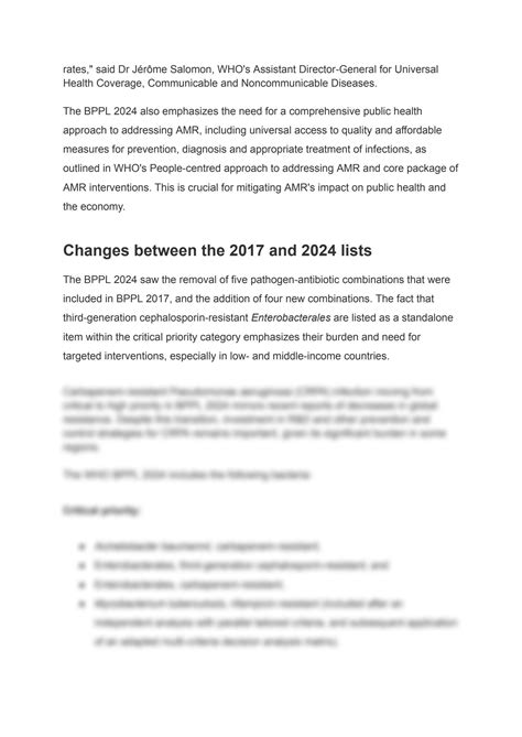 Solution Who Updates Bacterial Priority Pathogens List To Combat Antimicrobial Resistance