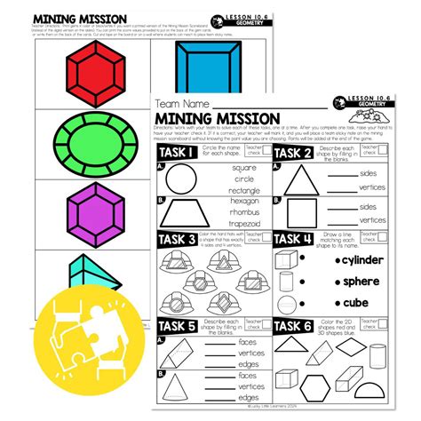 Lucky To Learn Math 1st Grade Lesson 106 Geometry Review Collaboration Mining Mission
