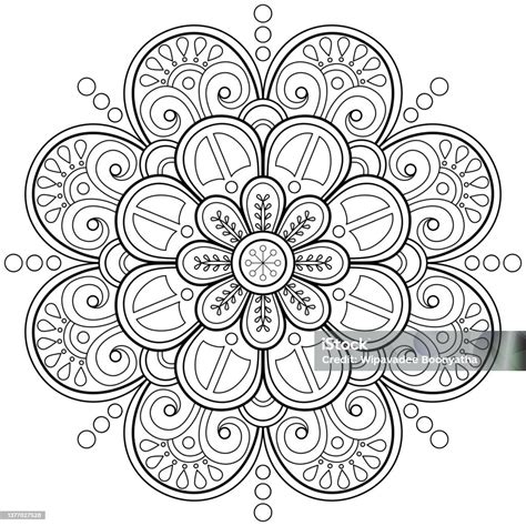 벡터 추상 만다라 패턴 벽에 예술 색칠 공부 레이스 패턴 문신 벽지 페인트 셔츠와 타일 스티커 디자인 민족 동양 스타일의 장식 원 장식 디자인 꽃 식물에 대한 스톡 벡터