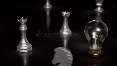 The Light Bulb And Chess For Idea Or Business Concept 3d Rendering Stock Illustration
