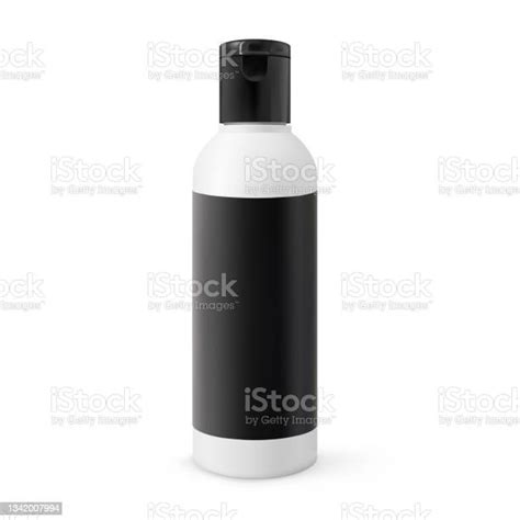 흰색 배경에 격리 된 현실적인 화장품 병 모형 블랙 캡 미용 제품 용기 3d 벡터 일러스트와 흰색 플라스틱 0명에 대한 스톡 벡터 아트 및 기타 이미지 Istock