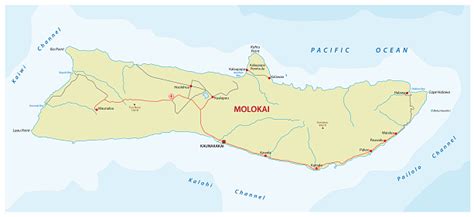 Molokai Road Map Hawaii Stock Illustration Download Image Now Istock