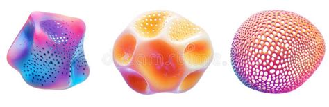 A Collection Of Multicolored Particle Clouds Rendered In 3d Stock