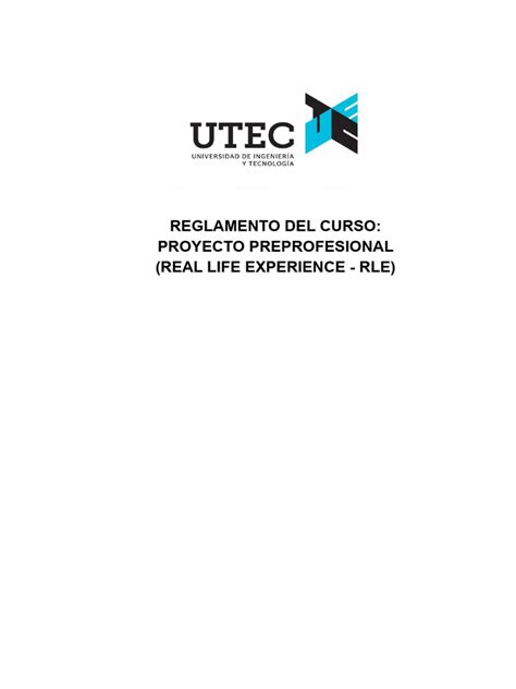Reglamento Del Curso De Proyecto Preprofesional Real Life Experience