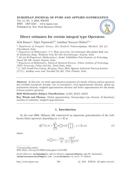 Pdf Direct Estimates For Certain Integral Type Operators