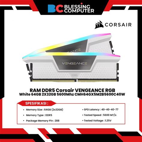Jual Ram Ddr5 Corsair Vengeance Rgb White 64gb 2x32gb 5600mhz Shopee