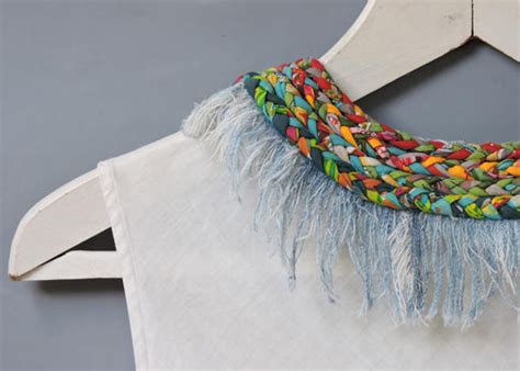 Statement Collar Necklace Denim Necklace Fabric Necklace Etsy