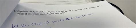 solved values of e for which u1 u2 u3 is a bakis for u3
